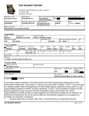 Fillable Online DPS INCIDENT REPORT Fax Email Print - pdfFiller