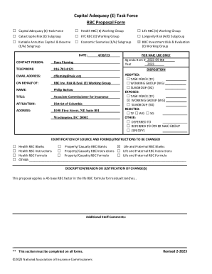 Fillable Online Capital Adequacy (E) Task Force RBC Proposal Form Fax ...