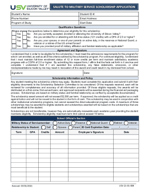 Fillable Online USV-Salute-to-Military-Service-Scholarship-Application ...