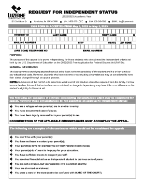 Fillable Online REQUEST FOR INDEPENDENT STATUS Fax Email Print - pdfFiller