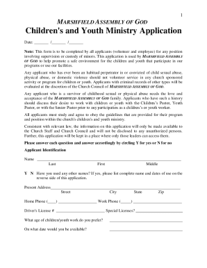 Fillable Online Youth Ministry Forms (Free) Fax Email Print - pdfFiller