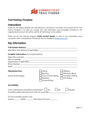 Fillable Online Trail Posting Template Instructions Key Information Fax ...