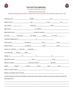 Fillable Online East Coast Prep Application Fax Email Print - pdfFiller