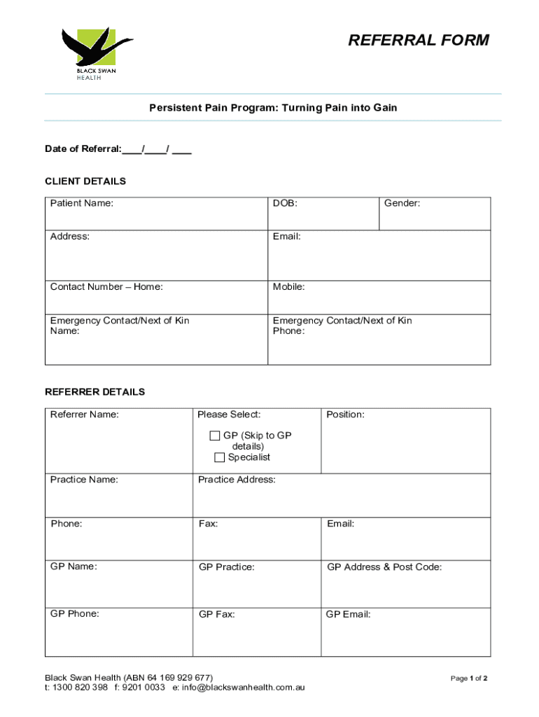 Fillable Online Patient Referral Form - Nura Clinics Fax Email Print ...