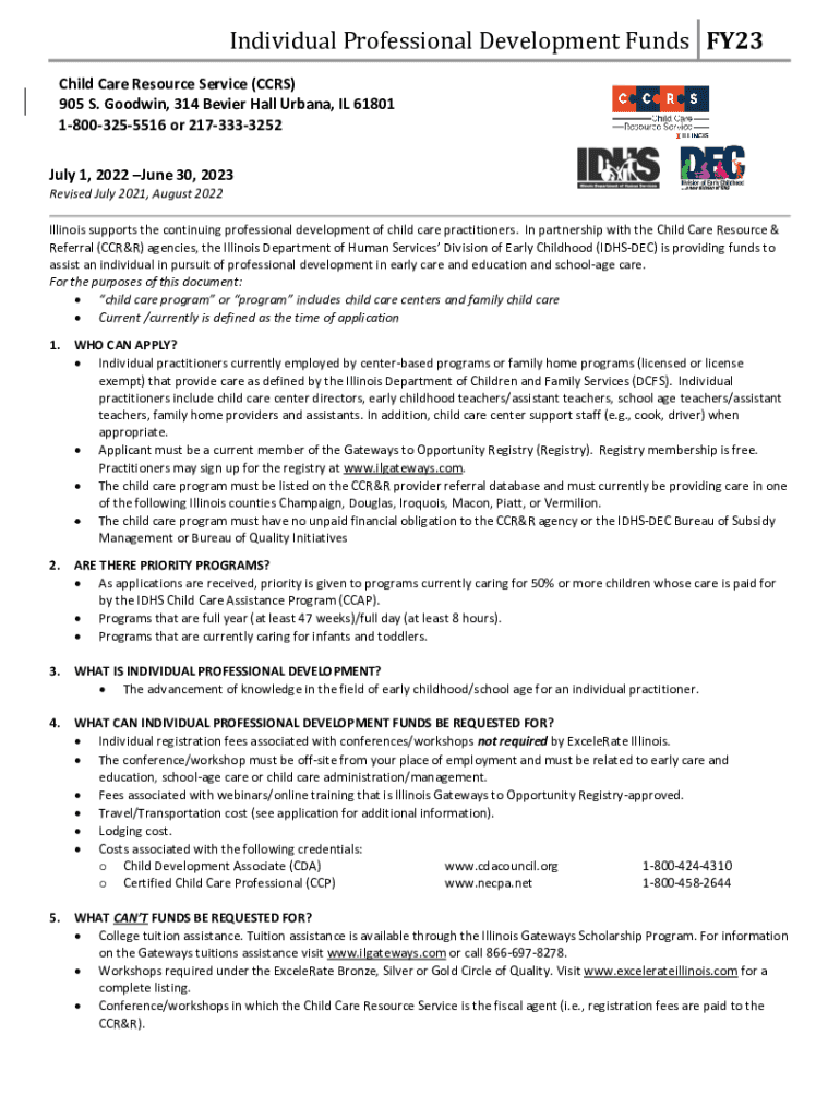 Fillable Online ccrs illinois Illinois Child Care and Development Fund ...