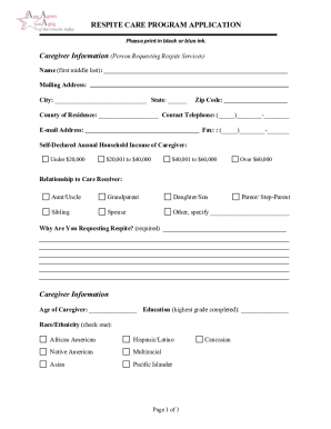 Fillable Online Respite Care - VA Caregiver Support Program Fax Email ...