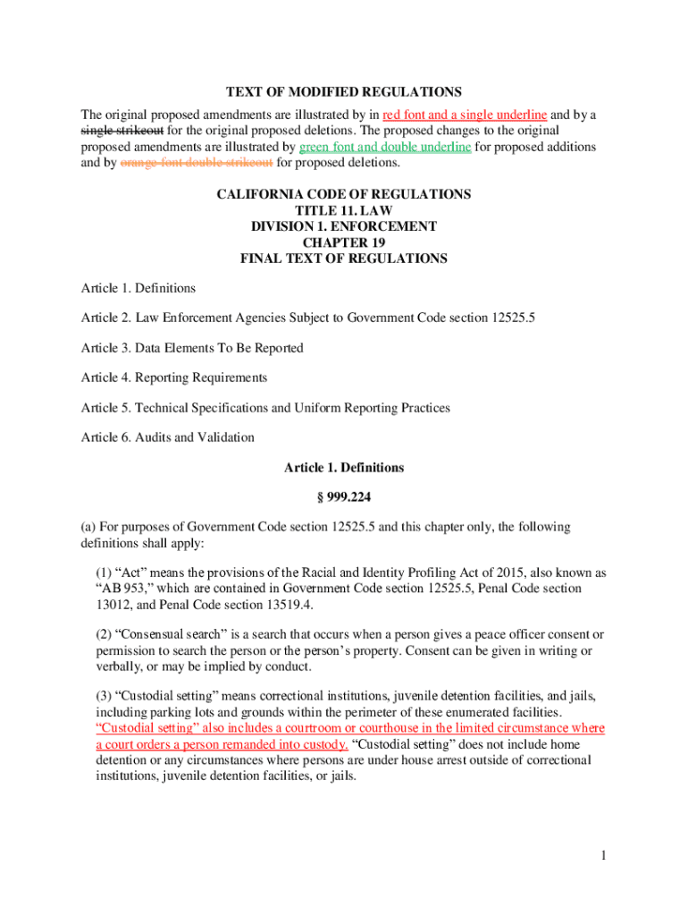 Fillable Online oag ca Text of Modified Regulations (Redline Version) Fax Email Print - pdfFiller