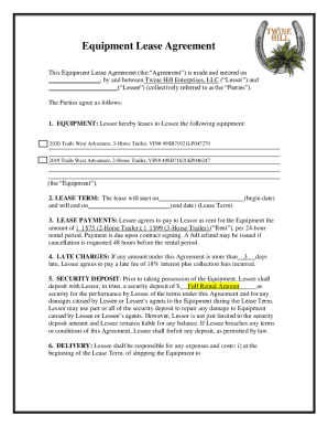 Fillable Online Free Equipment Lease Agreement Template - PDF - eForms ...