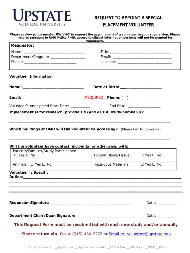 Fillable Online REQUEST TO APPOINT A SPECIAL PLACEMENT ... Fax Email Print - pdfFiller