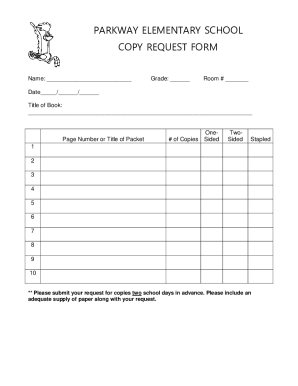 Fillable Online PARKWAY ELEMENTARY SCHOOL COPY REQUEST FORM Fax Email ...