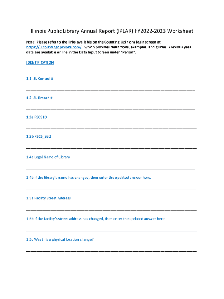 Fillable Online Illinois Public Library Annual Report (IPLAR) Data ...