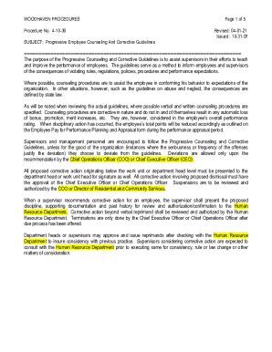 Fillable Online Policy No. HR-5 Four-Part Progressive Counseling Fax ...