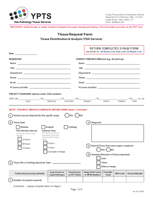 Fillable Online medicine yale YPTS Tissue Request Form Fax Email Print ...