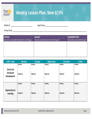 Fillable Online PA-058 - Lesson Plan Template New ECIPS - JULY 2017 ...