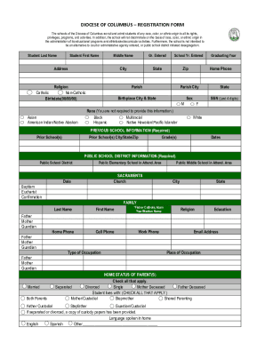 Fillable Online DIOCESE OF COLUMBUSREGISTRATION FORM Fax Email Print - pdfFiller