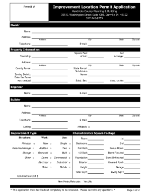 Fillable Online application for improvement location permit and ...