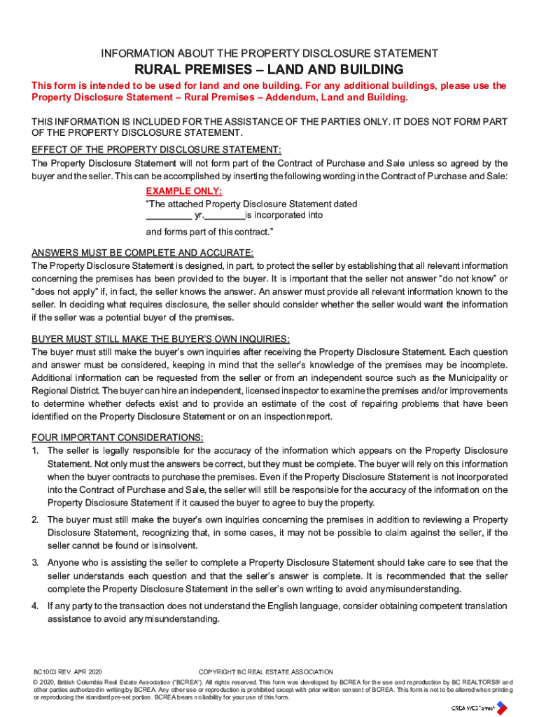 Fillable Online Property Disclosure Statements in BCWhat you Need to ...