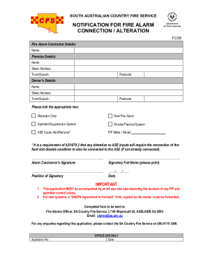 Fillable Online FC09-Application for Fire Alarm Connection-Alteration ...