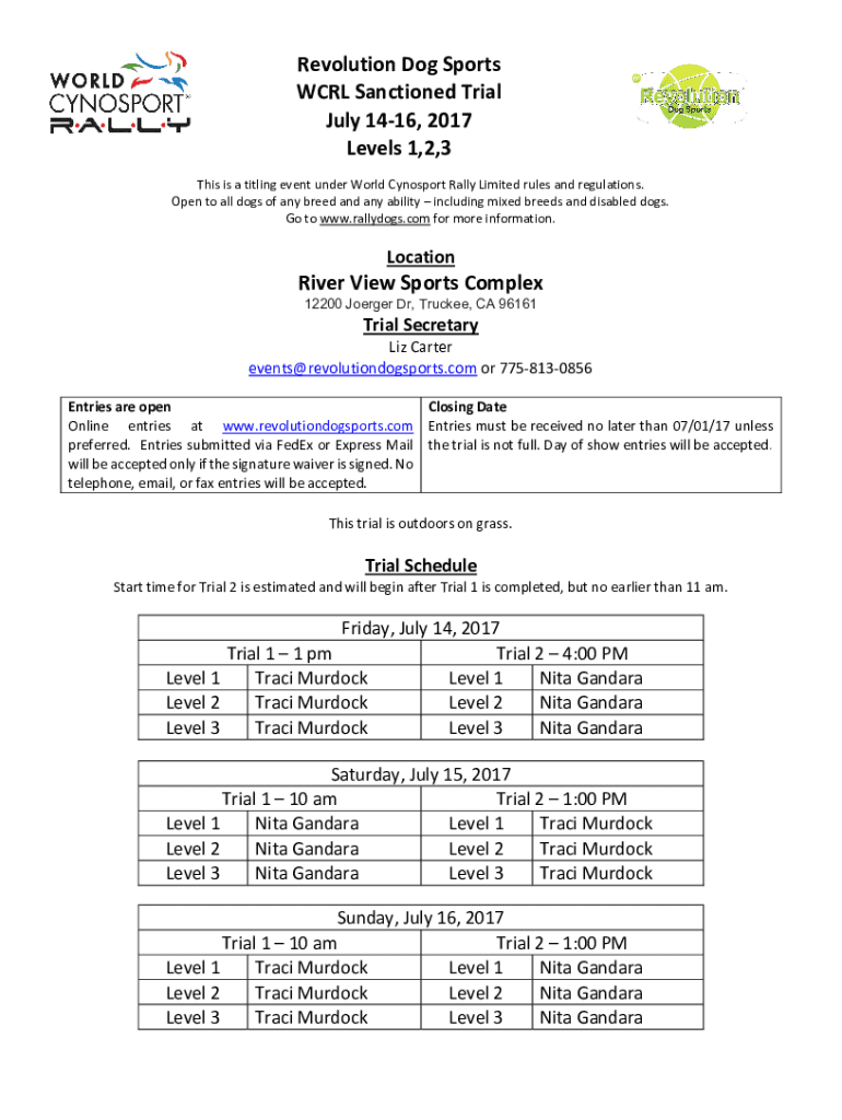 Fillable Online WCRL RALLY (World Cynosport Rally Limited)**Just 3 ...