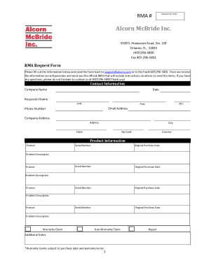 Fillable Online Return merchandise authorization Fax Email Print ...