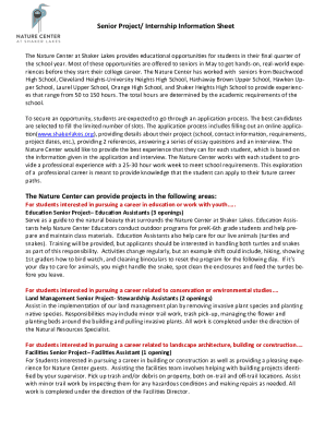Fillable Online Senior Project/ Internship Information Sheet Fax Email ...