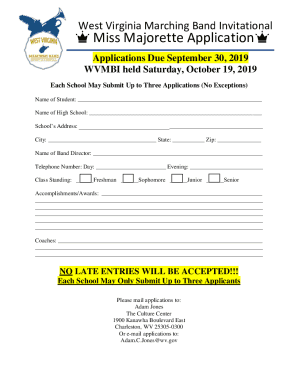 Fillable Online Miss Majorette Application - WV Culture Fax Email Print ...