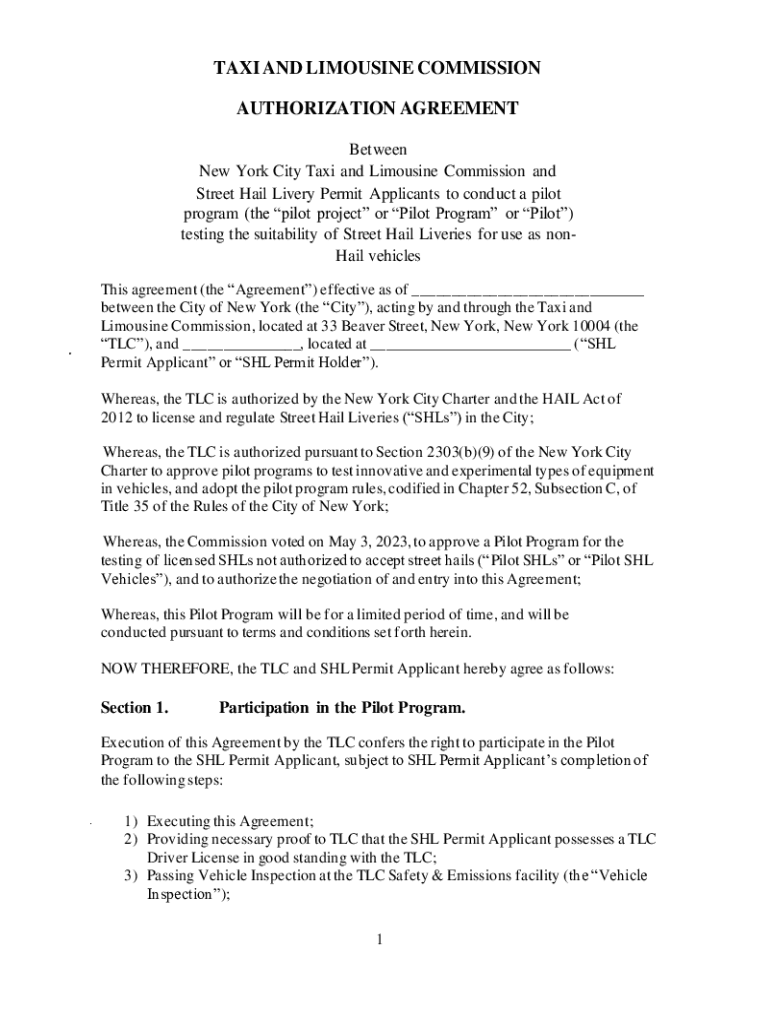 Fillable Online Paratransit Driver Authorization to Drive a Street Hail ...