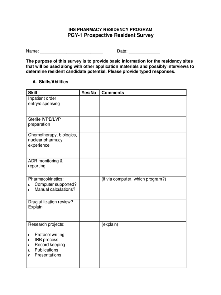 Fillable Online preparing for your pgy1 pharmacy survey visit Fax Email Print - pdfFiller