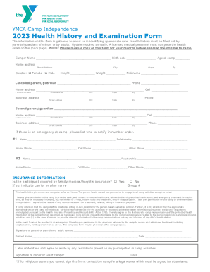 Fillable Online YMCA Camp Copneconic Health History & Release Form Fax ...