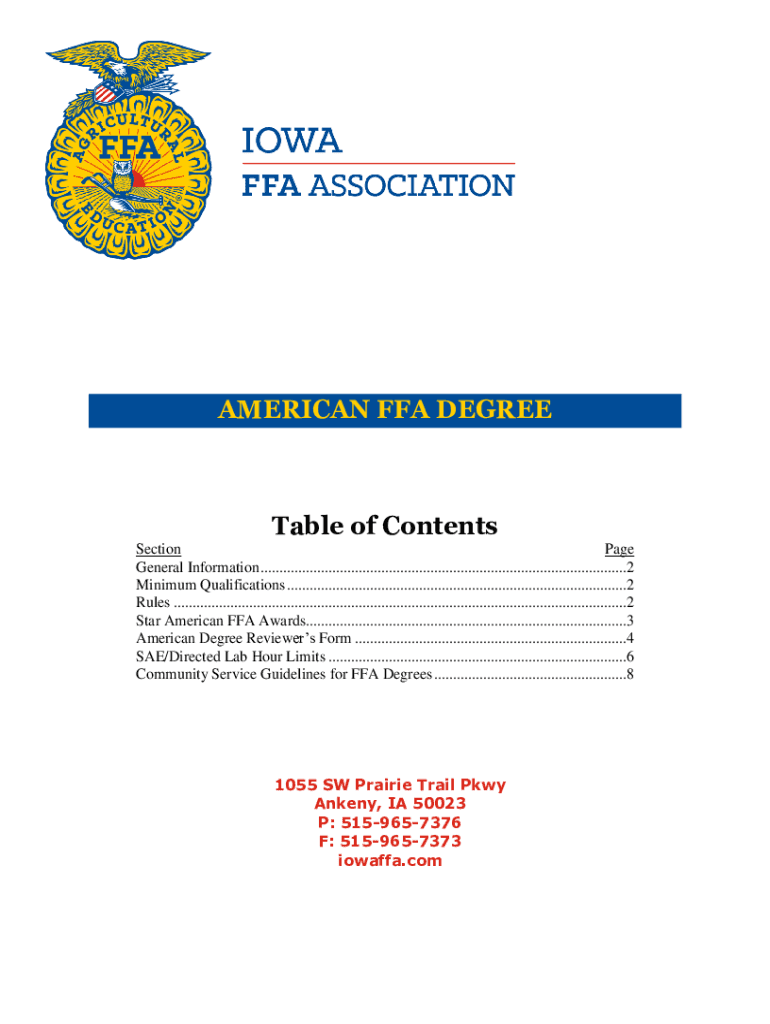 Fillable Online Texas FFA Awards and Degree Handbook Fax Email Print ...