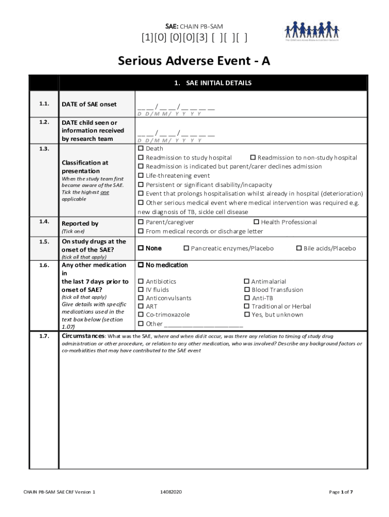 Fillable Online Adverse Event (AE) Report Form Fax Email Print - pdfFiller