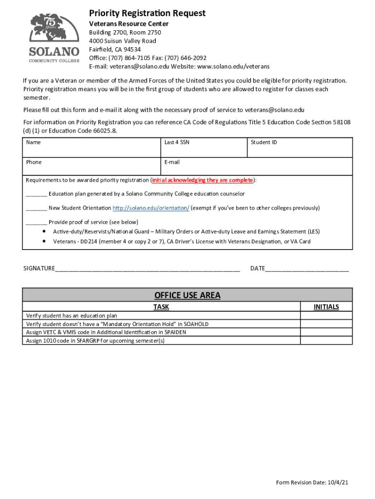 Fillable Online Veterans Resource Center Forms Fax Email Print - pdfFiller