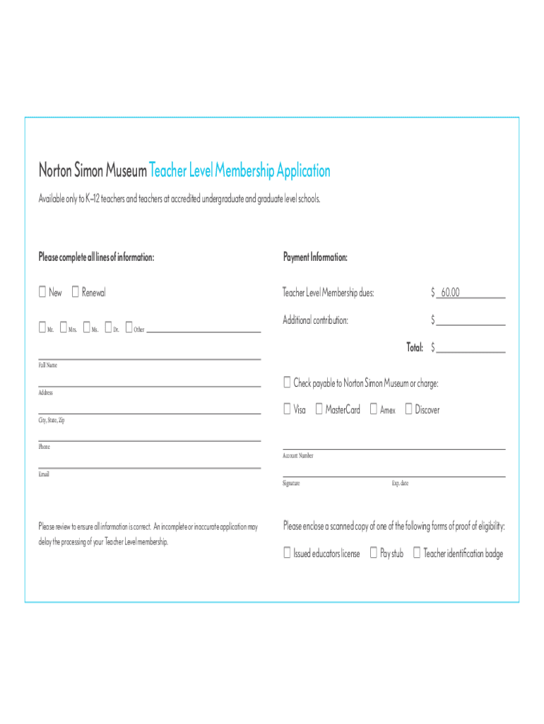 Fillable Online Teacher-Level-Membership-Application- ... Fax Email Print - pdfFiller