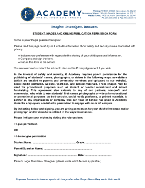 Fillable Online STUDENT IMAGES AND ONLINE PUBLICATION PERMISSION FORM ...