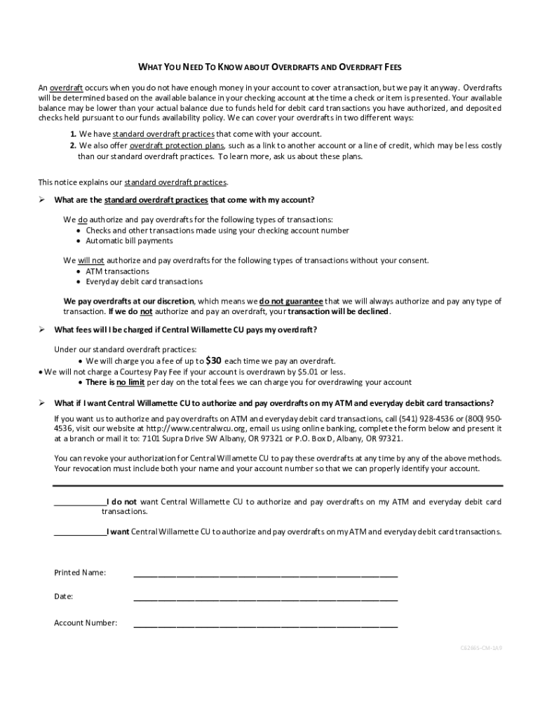 Fillable Online How to Avoid Overdraft Fees Fax Email Print - pdfFiller