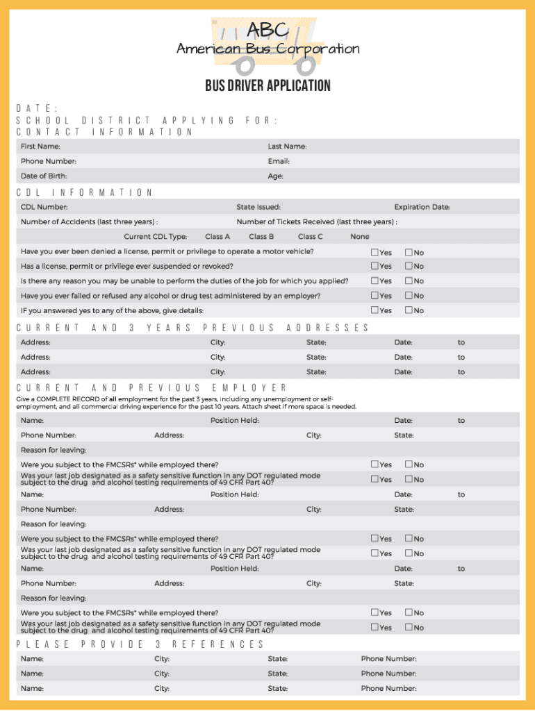 Fillable Online ABC Bus Application Fax Email Print - pdfFiller