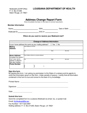 Fillable Online Louisiana department of health medicaid card Fax Email ...