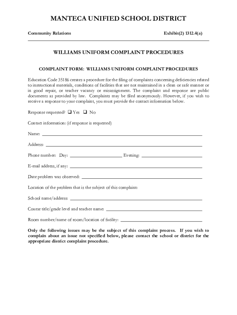 Fillable Online Uniform Complaint Procedures (CA Dept of Education) Fax ...