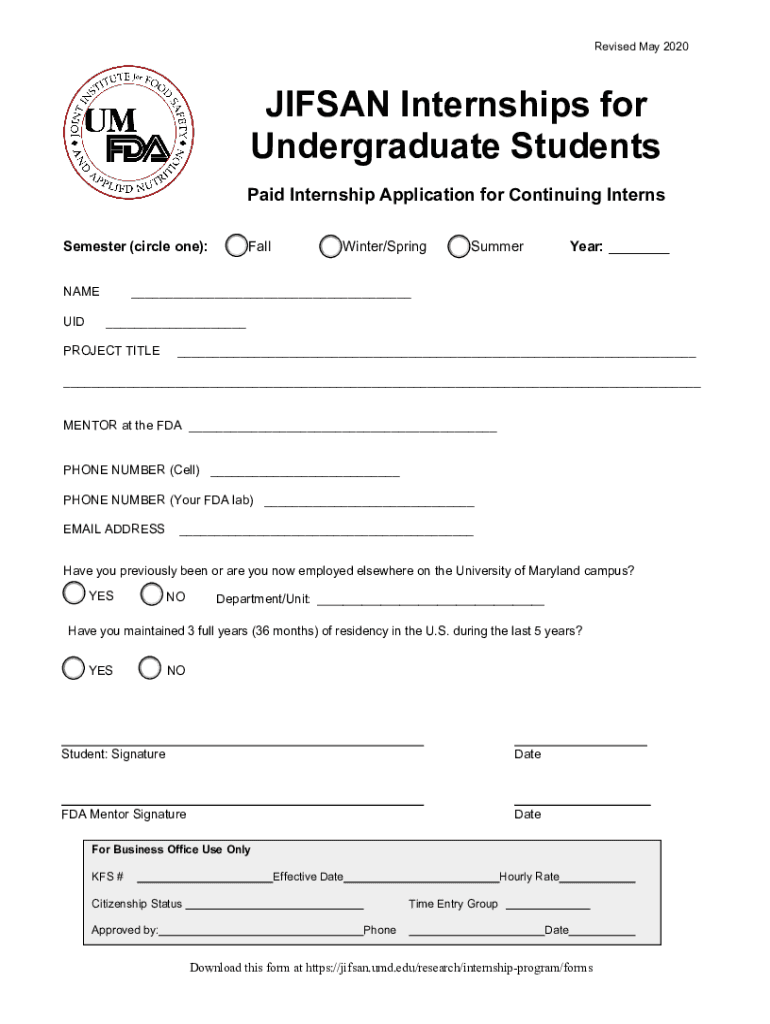 Fillable Online JIFSAN Stipend Application Form - The University of ...