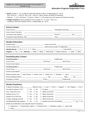 Fillable Online Alternative Program Registration Form Fax Email Print ...