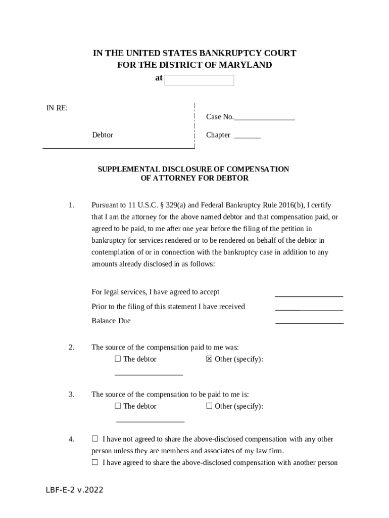 Supplemental Disclosure Of Compensation Of Attorney For ... Doc ...