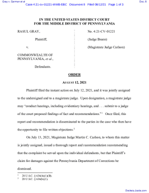 Fillable Online ORDER ADOPTING REPORT AND RECOMMENDATION, ORDER ...