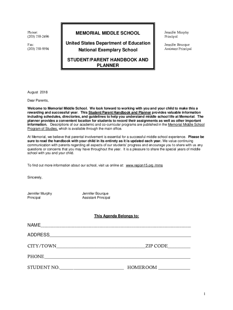 Fillable Online Faculty and Staff Directory - Memorial Middle School ...