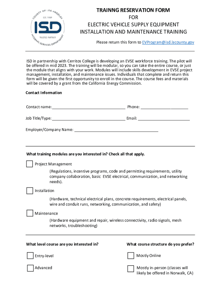 Fillable Online isd lacounty Plug-in Electric Vehicle Charging Station ...