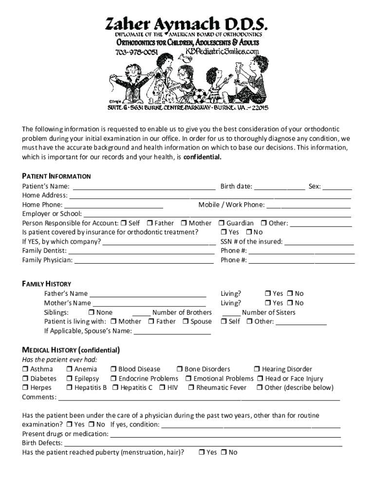 Fillable Online Braces for Children, Teens, & Adults Know the ...