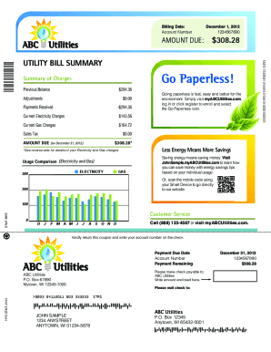 Fillable Online UTILITY BILL SUMMARY Fax Email Print - pdfFiller