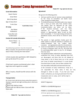 Fillable Online Fillable Form 2020: Summer Camp Fax Email Print - pdfFiller