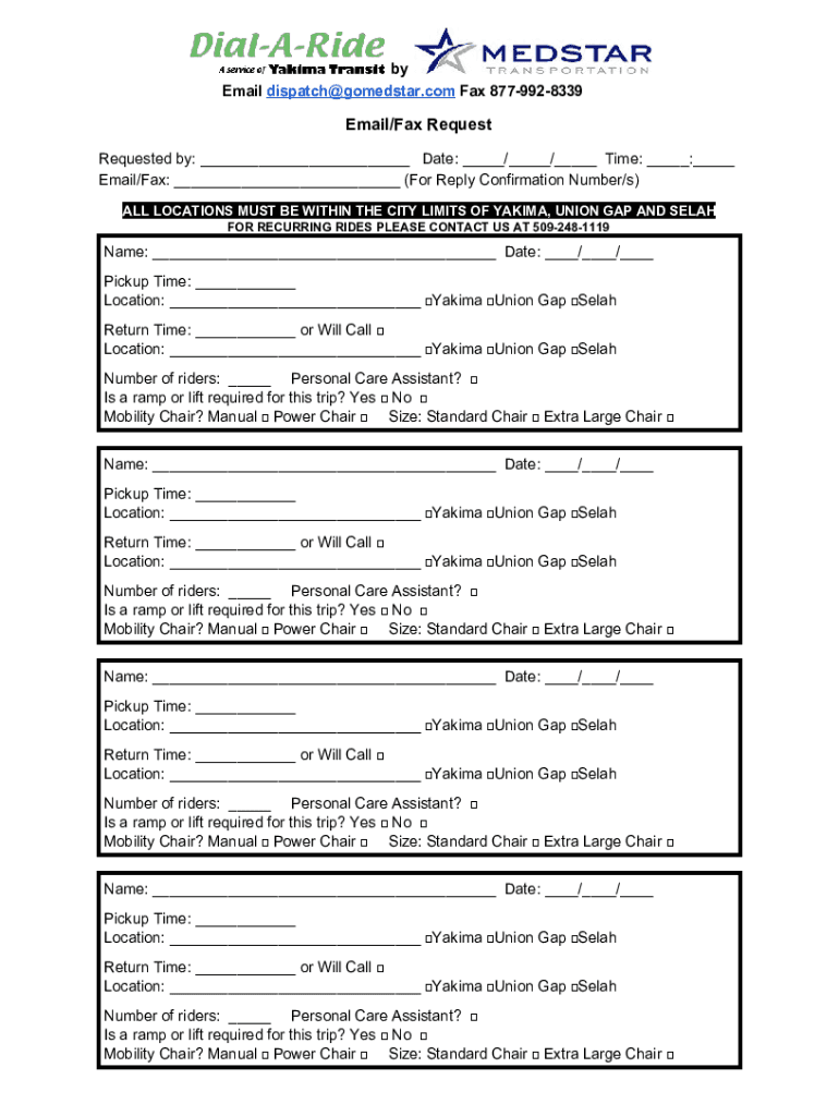 Fillable Online MEDSTAR TRANSPORTATION Fax Email Print - pdfFiller