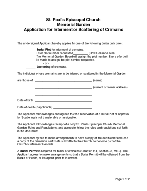 Fillable Online St. Paul's Episcopal Church Memorial Garden Application ...