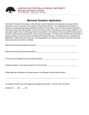 Fillable Online Memorial Donation Form Fax Email Print - pdfFiller
